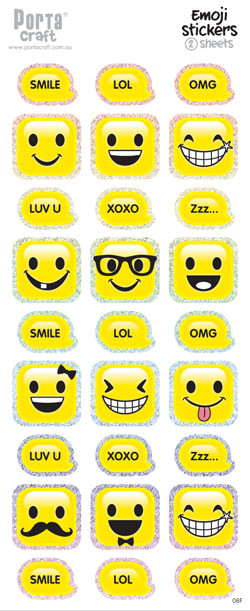 Sticker Sheets #8 Emoji (Design A) 2 Sheets(Product # 128152.08A ...