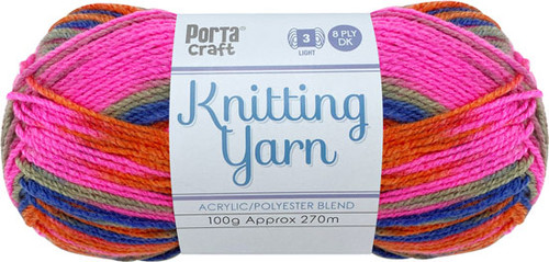 Knitting Yarn 100g 270m 8ply Multi Barbie (Product # 189702) - Craft Vault
