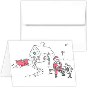 Rowing Holiday Card - Santa Erg List