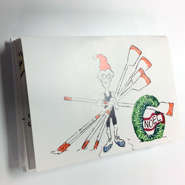 Rowing Holiday Cards - complete set of rowing holiday cartoons