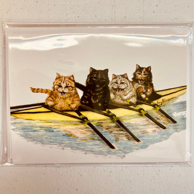 CARDS, 3 pack - ROWING CATS In Quadruple Scull