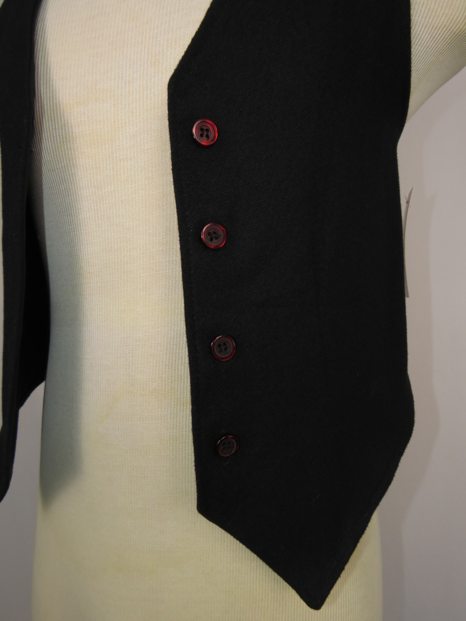 Black Wool Vest w Striped Pattern Back - Orlando Vintage Clothing and ...