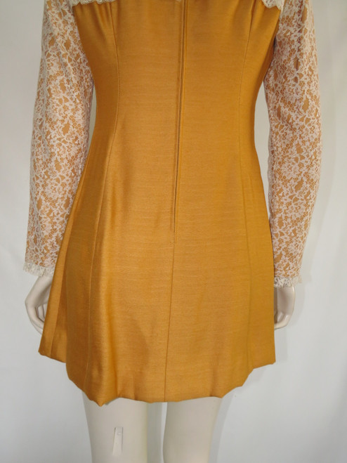 Mustard Long Sleeve Dress with Lace Details - Orlando Vintage Clothing ...