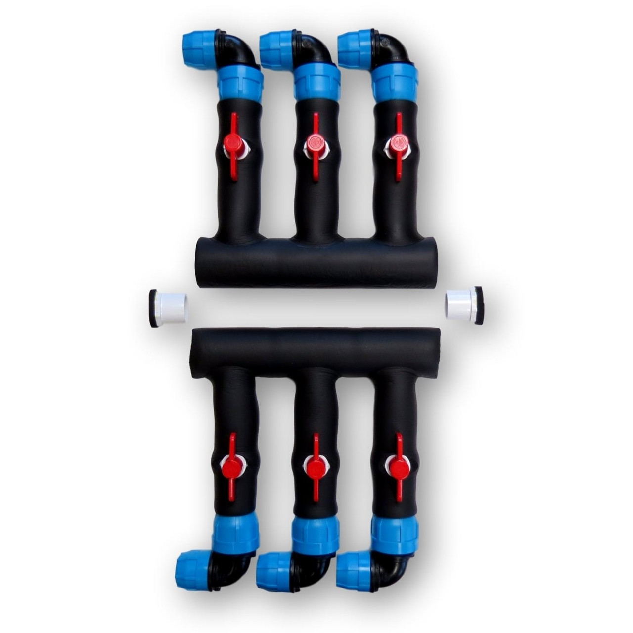 PVC Compression Manifold - Angle Header - 1-1/4" PVC Inlet x (3) 3/4 ...