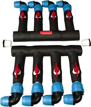 PVC Compression Manifold - Straight Header - 1-1/4" PVC Inlet x (3) 3/4 ...