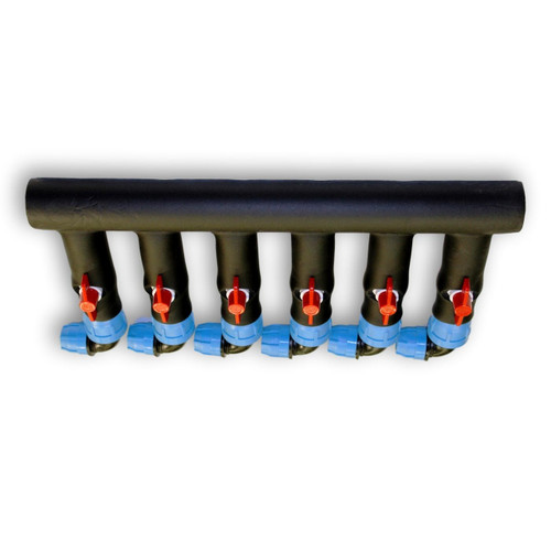 PVC Manifold Straight Header 1-1/4" PVC Inlet x (5) 3/4" PE