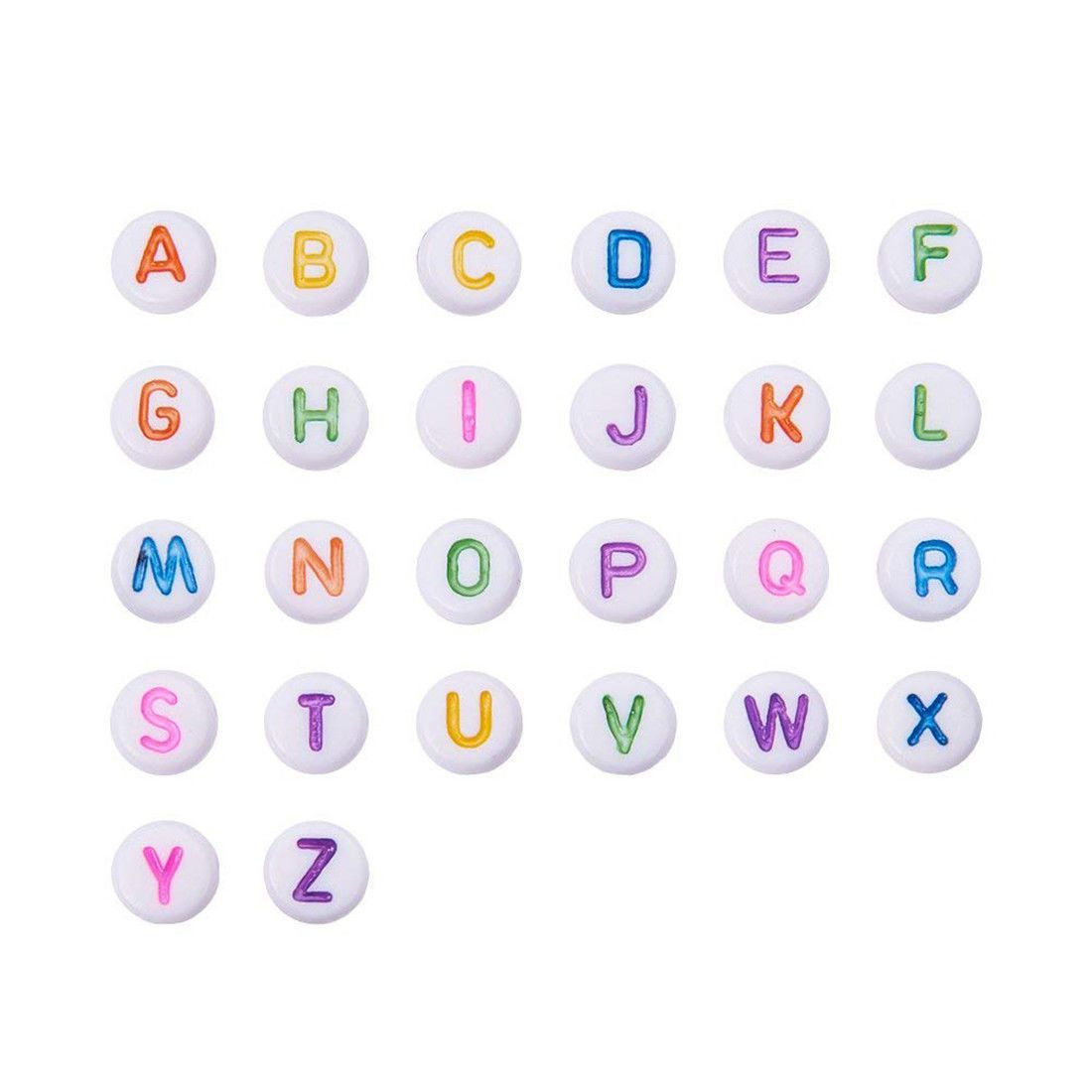 White Round A-Z Multicolour Plastic Letter Beads Box Set - 50 Each