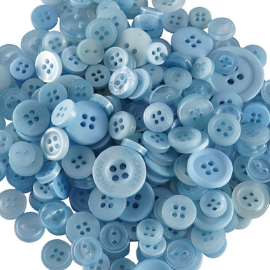 Light Blue Buttons in Mixed Sizes - 100g Bag