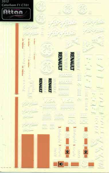 Attan Caterham F1 Sticker Sheet - ATT-CF1 - PCH Parts Express