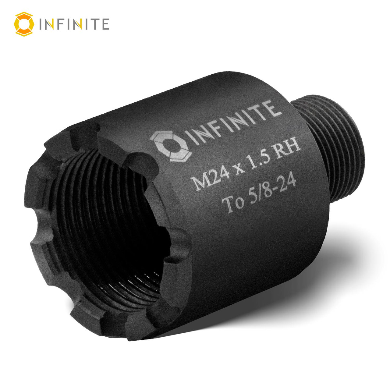24mm X 1 5 RH To 5 8 24 RH Thread Adapter Black Steel Infinite 24mm X 1 5 RH To 5 8 24 RH Thread Adapter Black Steel Infinite