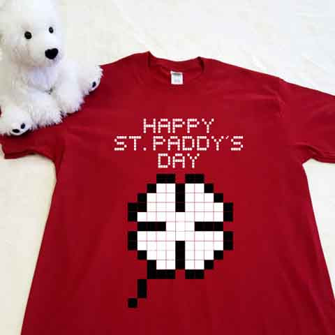 8-Bit Shamrock Adult Shirt - Puddle Bear