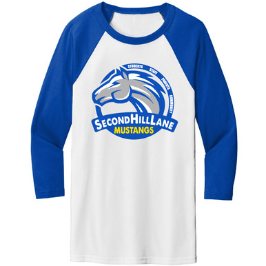 Second Hill Lane Elementary - White and Royal Raglan shirt - Puddle Bear