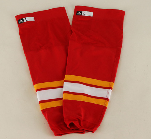 Game Sock - Calgary Flames - Red Adidas Size L - Pro Stock Hockey