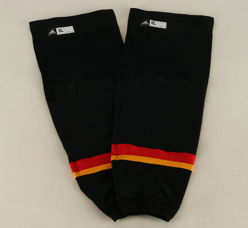 Game Sock - Calgary Flames - Black Adidas Size XL - Pro Stock Hockey