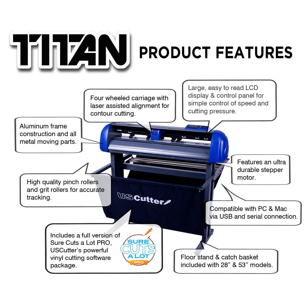 Refurbished 53" TITAN Vinyl Cutter with Stand and Catch Basket