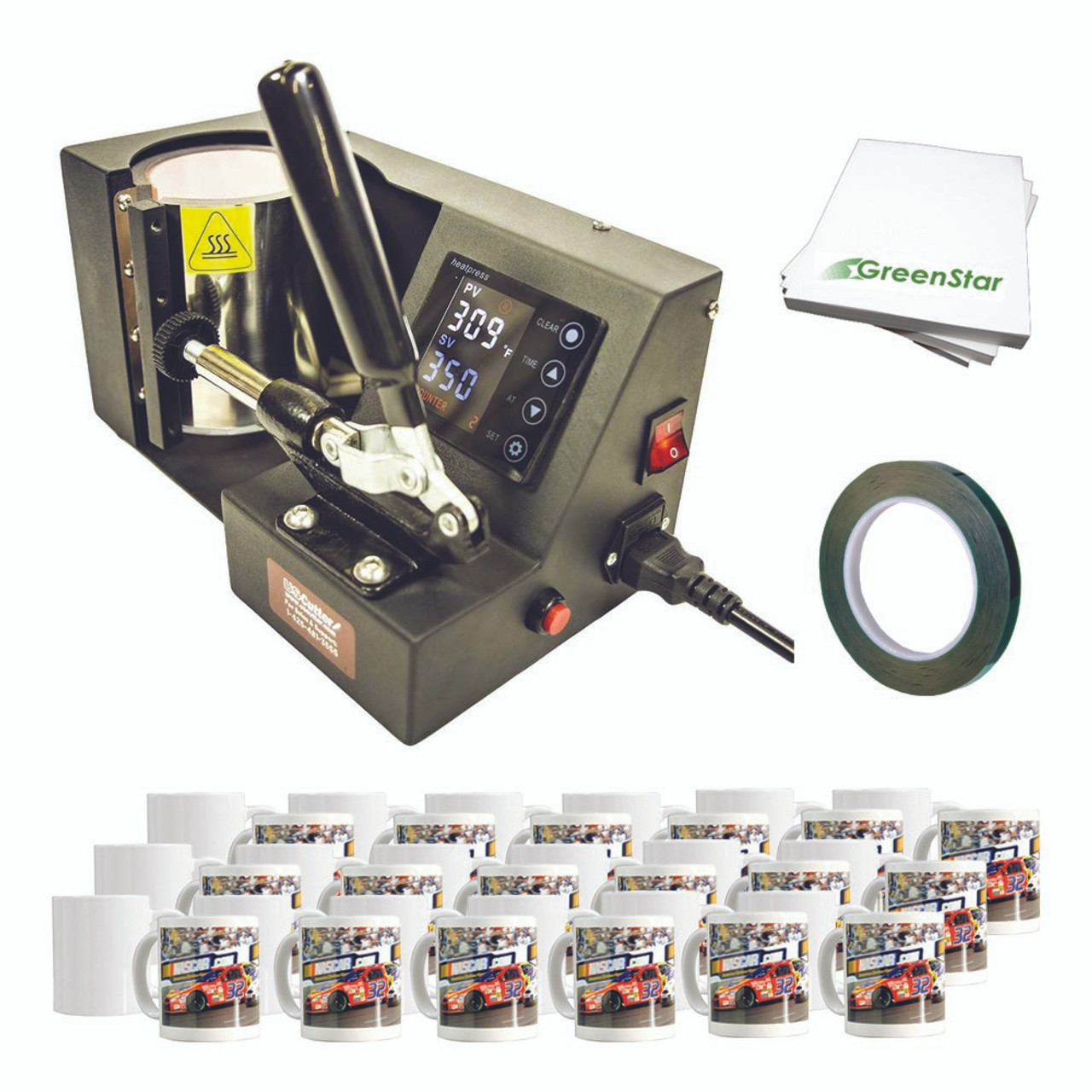 Mug Dye Sublimation Kit including Press Mugs Sublimation Supplies