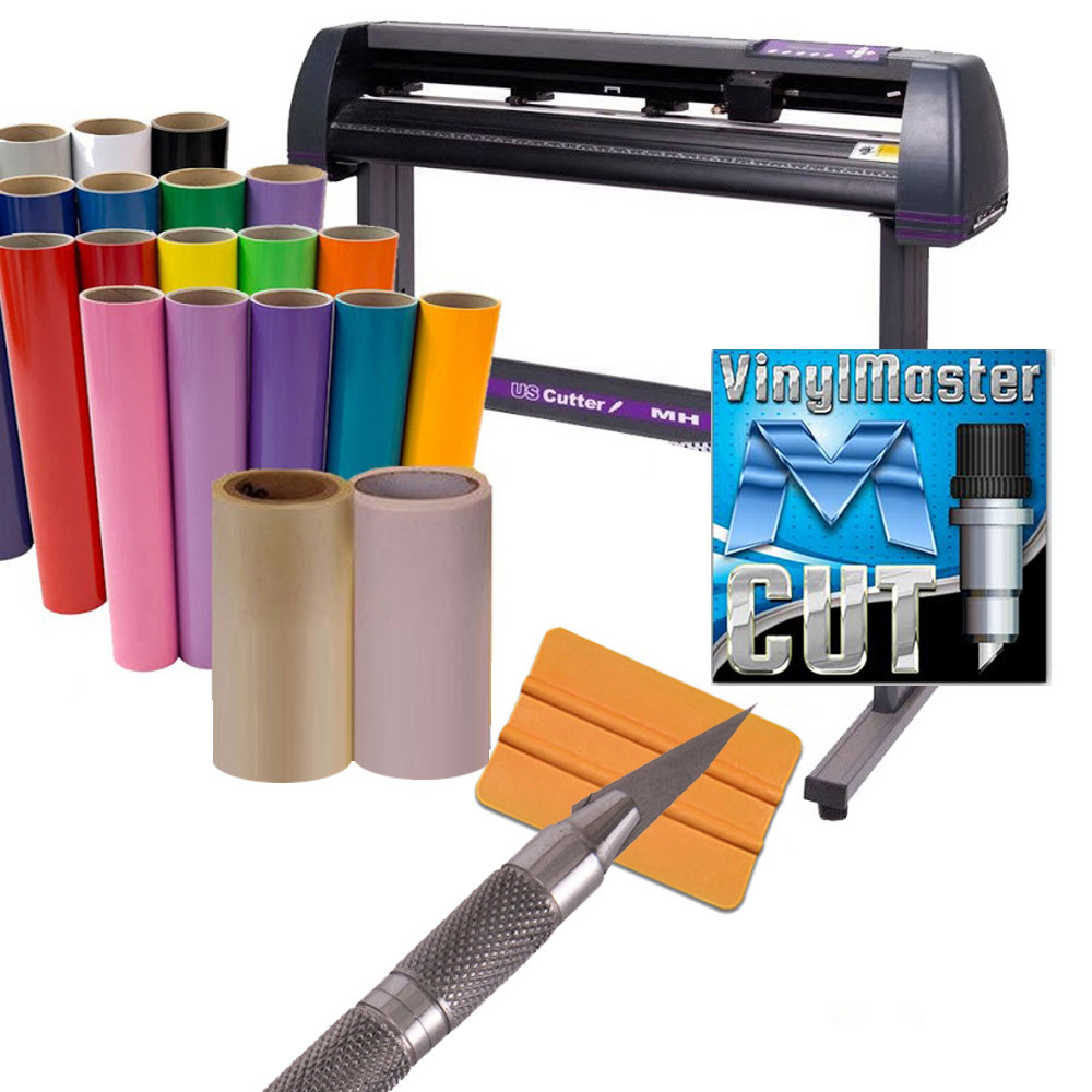 USCutter MH Vinyl Cutter Starter Kit w/Media + Tools (28"/34"/50")