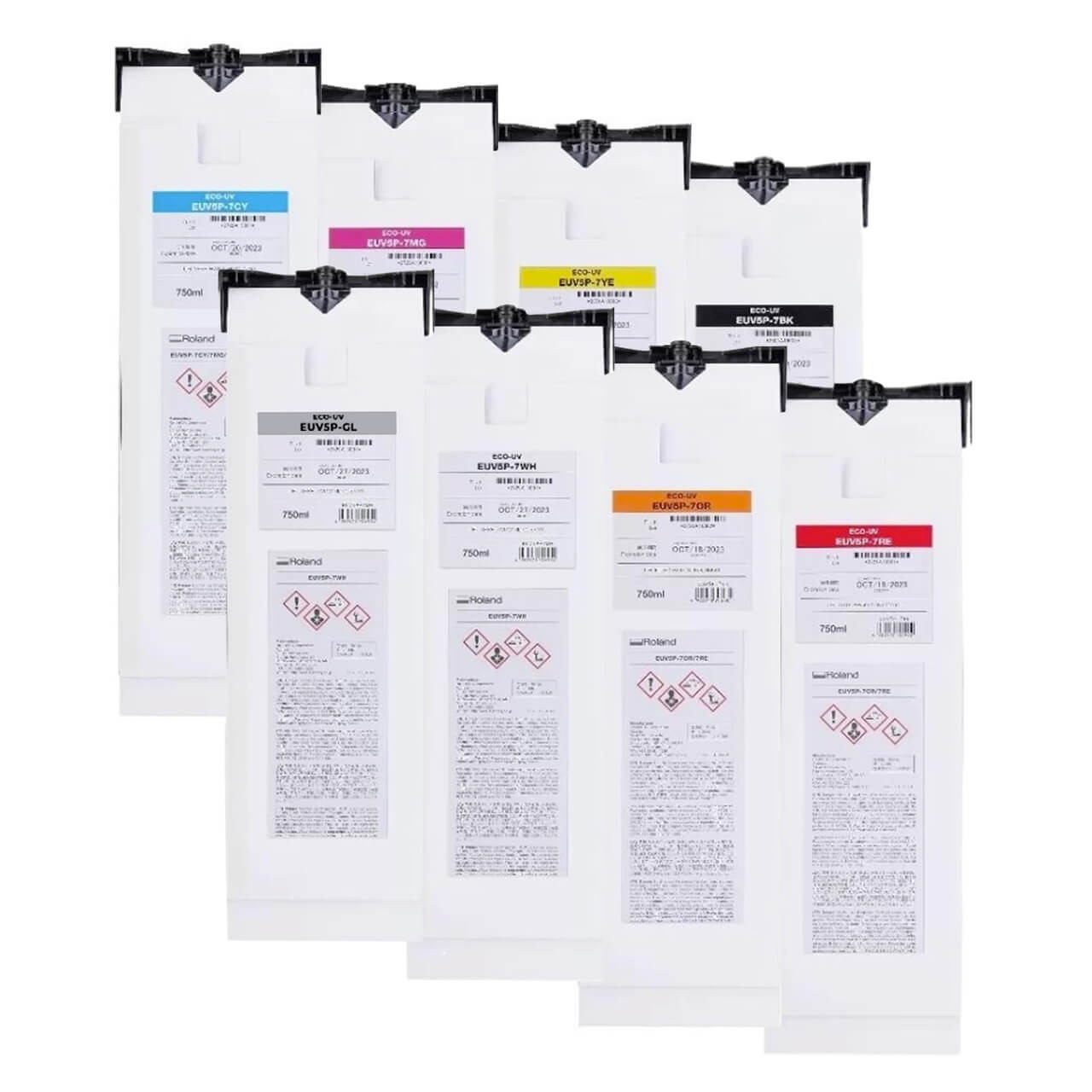 Roland EUV5 UV Ink Set LG UV Printer/Cutter Eight Colors CMYK + Gloss ...