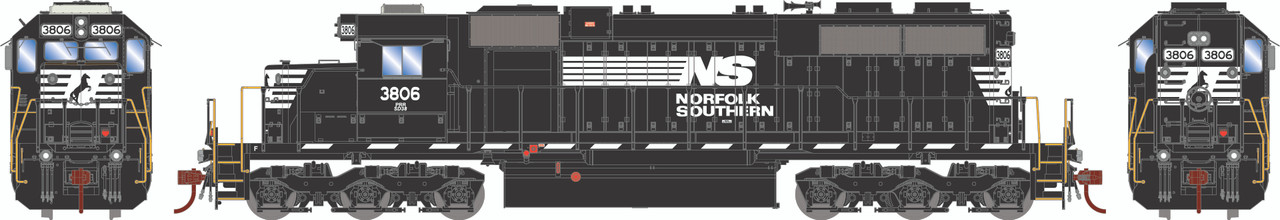 Athearn 1432 - EMD SD38 (DC Silent) Norfolk Southern (NS) 3806 - HO ...