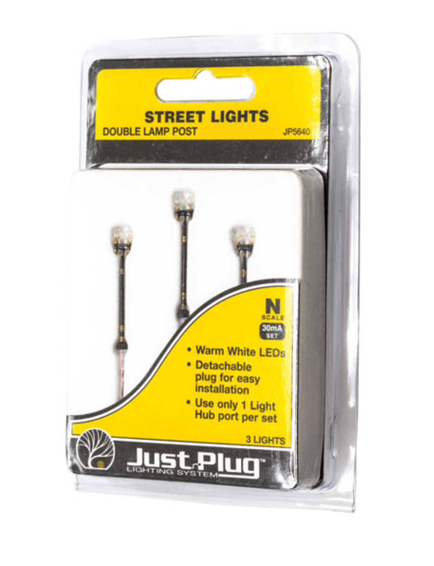 Woodland Scenics JP5640 - Just Plug Double Lamp Post Street Lights - N ...