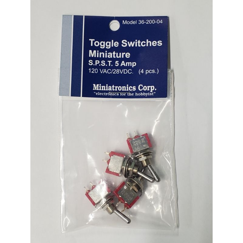 Miniatronics Corp. 36-200-04 - Mini Toggle Switches (4) SPST 5 Amp 120 ...