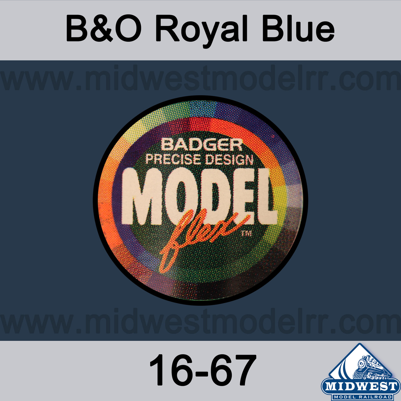 Badger MODELflex Paint - 16-67 B&O Royal Blue - Midwest Model Railroad