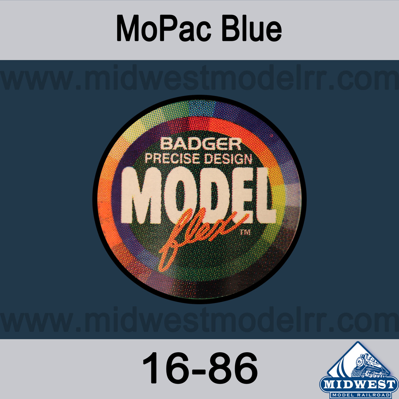 Badger MODELflex Paint - 16-86 MoPac Blue - Midwest Model Railroad