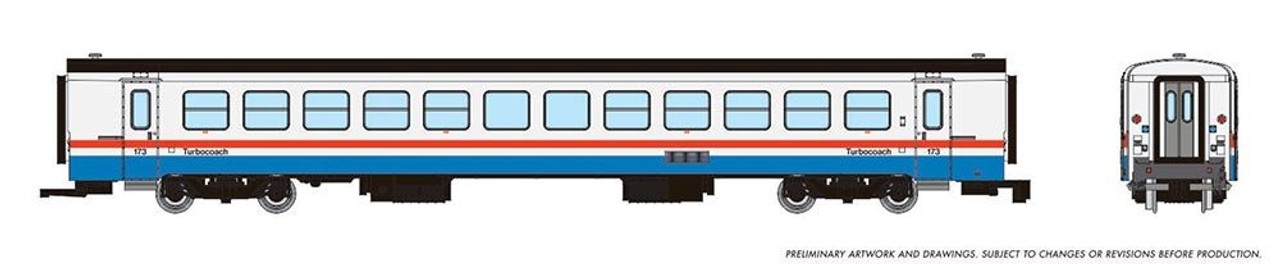 Rapido 525104 - RTL Turboliner Single Car Amtrak (AMTK) Coach #185: Phase III Late - N Scale ...
