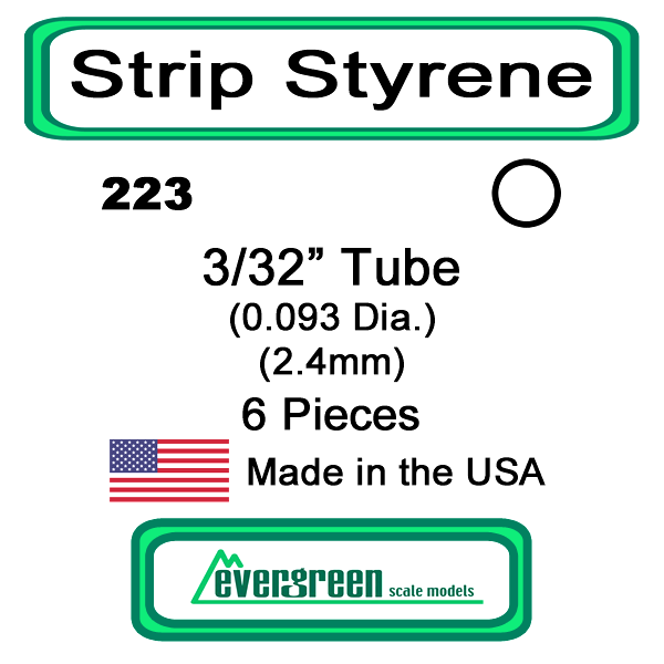 Evergreen 223 - Styrene Tube 3/32 inch - Midwest Model Railroad