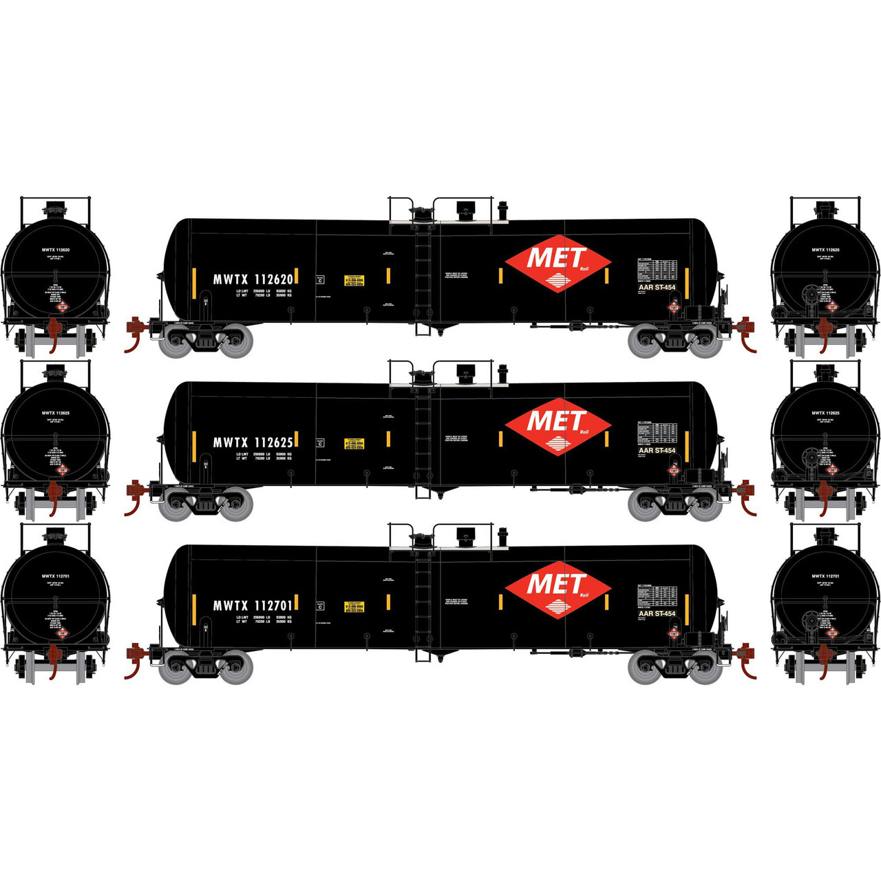 Athearn 18017 - 30,000 Gallon Ethanol Tanker (3) MET (MWTX) 112620 ...
