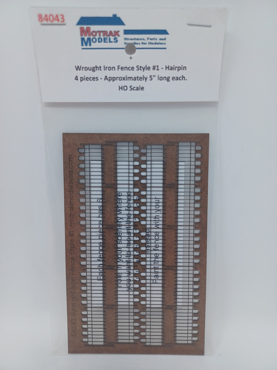 Motrak Models 84043 - Laser-Cut Wrough Iron Fence - HO Scale Kit ...