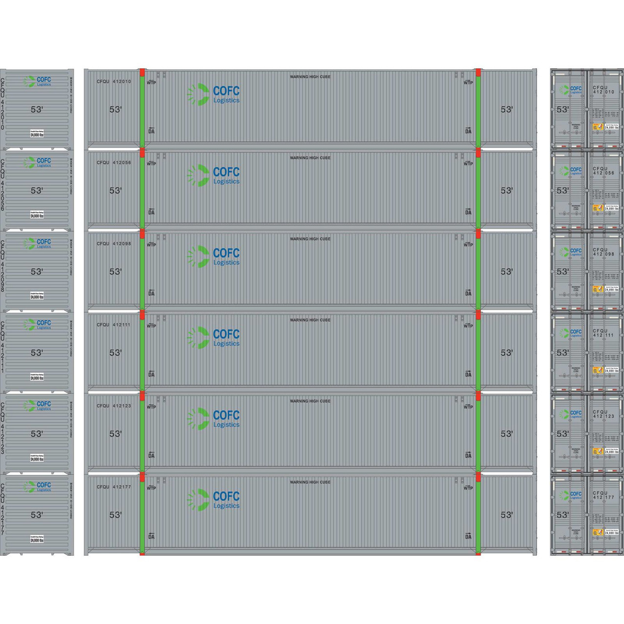 Athearn 28527 - 53' CIMC Container 6-pack #1 COFC Logistics (CFQU ...