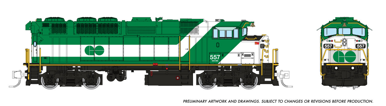 PRE-ORDER: Rapido 519011 - GMDD F59PH (DC Silent) GO Transit (GOT) 557 ...