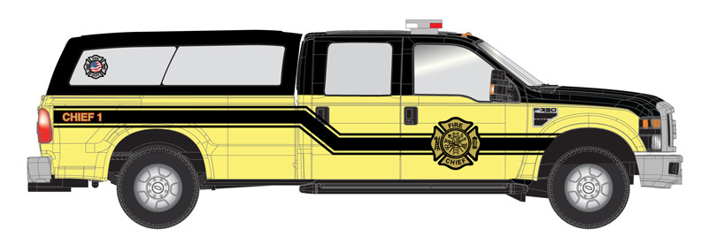 Atlas 35000011 - Ford F-350 Pickup Truck Yellow Fire Chief Command Unit ...