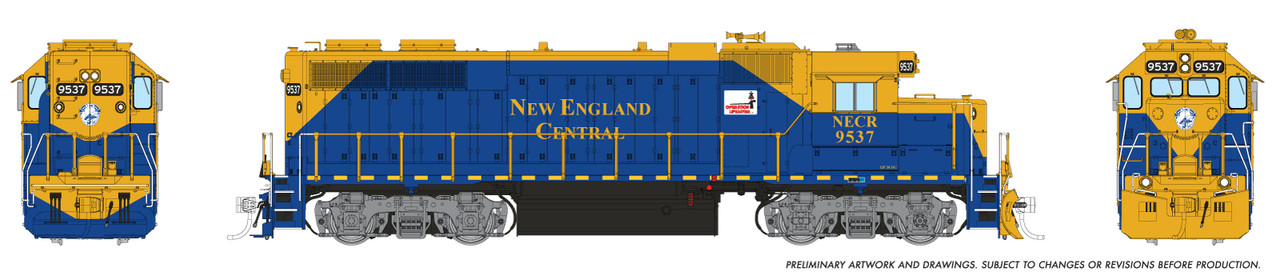 PRE-ORDER: Rapido 38570 - EMD GP38 (DCC and Sound) New England Central (NECR) 9543 - HO Scale ...
