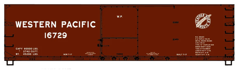 Accurail 81782 - 40' Double Sheath Wood Boxcar Western Pacific (WP ...