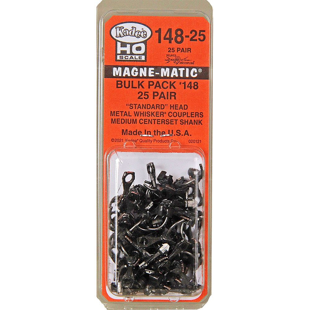 Kadee #148-25 HO Scale Bulk Pack - 25 pair #148 Whisker Metal Couplers ...