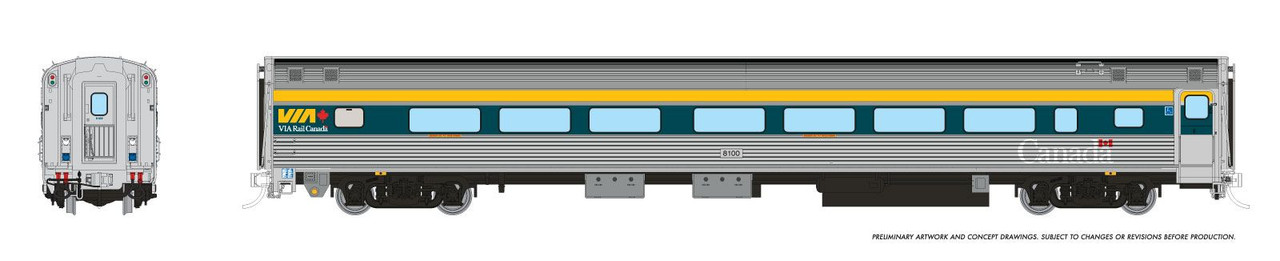 PRE-ORDER: Rapido 115120 - Budd Coach w/HEP VIA Rail Canada (VIA) 8100 ...