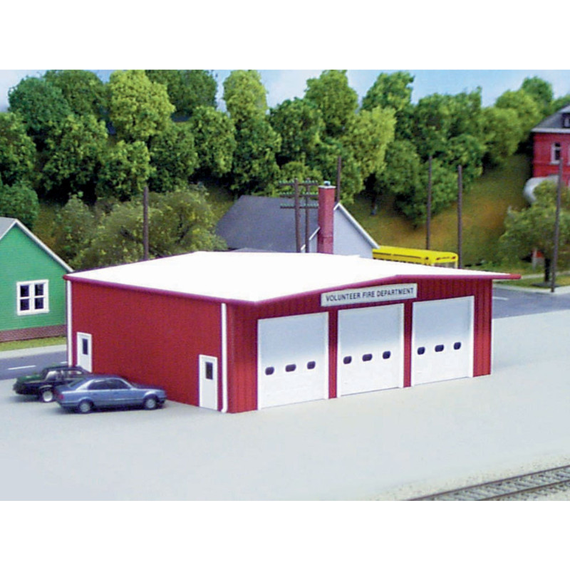 Pikestuff 541-0192 - Fire Station (Red) - HO Scale Kit - Midwest Model ...