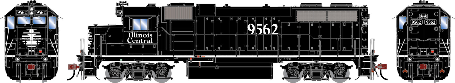 PRE-ORDER: Athearn Genesis 1822 - EMD GP38-2 w/ DCC and Sound Illinois Central (IC) 9562 - HO ...