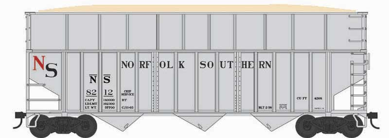 Bowser 43441 - 70 Ton Rib Side Wood Chip Hopper Cars Norfolk Southern ...