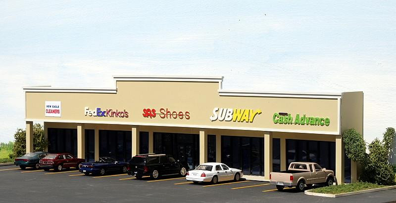 Summit Customcuts ML-008 - New Modern Strip Mall - HO Scale Kit - Midwest Model Railroad