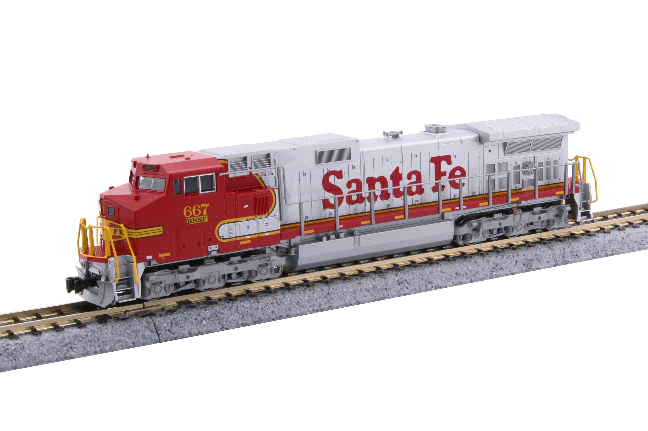 Kato 176-3516 - GE C44-9W (DC Silent) BNSF 667 ex Santa Fe Patch - N Scale - Midwest Model Railroad