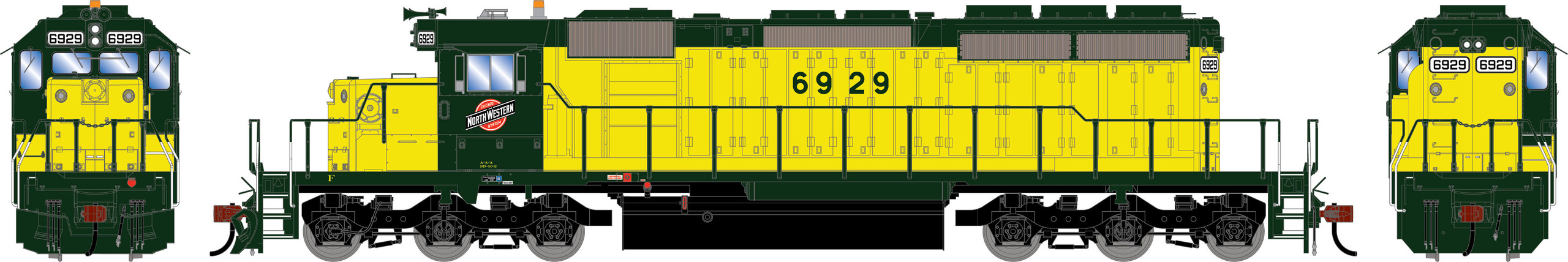 PRE-ORDER: Athearn 2988 - EMD SD40-2 (DCC and Sound) Chicago & Northwestern (CNW) 6829 - HO ...