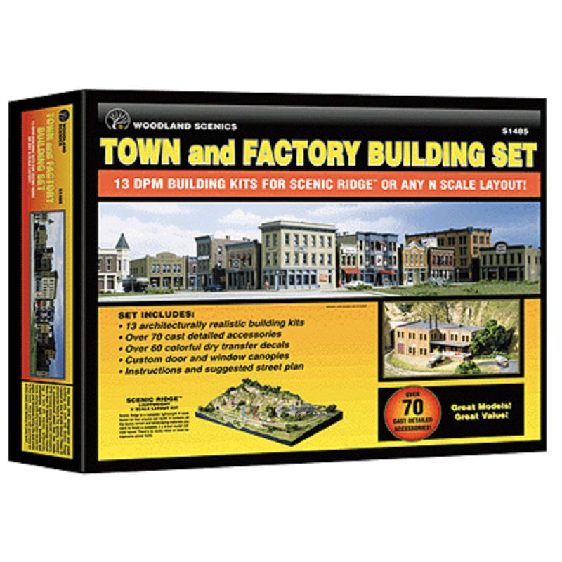 Woodland Scenics S1485 - Town & Factory Building Set - 13 N Scale Kits ...