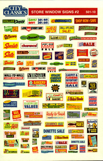 City Classics 501-10 - Store Window Signs #2 - HO Scale - Midwest Model ...