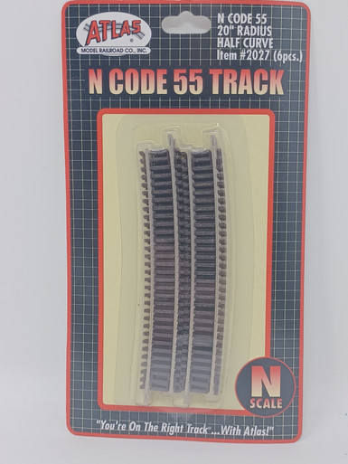 Atlas 2027 - Code 55 20" Radius Half Curve 6 pcs - N Scale - Midwest ...
