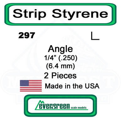 Evergreen 297 - Styrene Angle .250" - Midwest Model Railroad