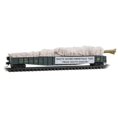 Micro-Trains Line 10700100 - 65' 70-Ton Mill Gondola w/ Christmas Tree load Chicago ...