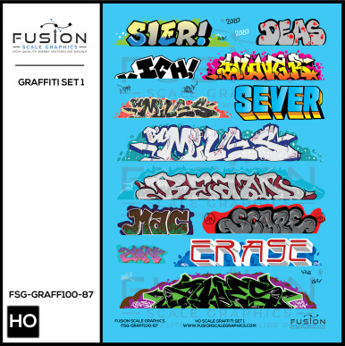 Fusion Scale Graphics GRAFF100-87 - Graffiti Decal Set 1 - HO Scale ...